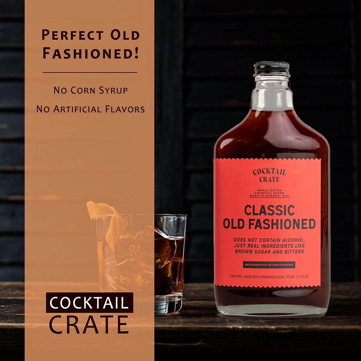 Cocktail Crate Old Fashioned Drink Mixer | Makes 34 Cocktails | Award-Winning Mixer for Classic Old Fashioned | Premium Syrup Handcrafted with Aromatic Bitters & Demerara Sugar | 12.7oz, 2 pack