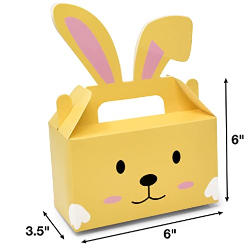 24 Pack Easter Treat Boxes Bunny Cardboard Favor Boxes with Handle Bunnies Rabbit Ears Basket Containers Candy Cookie Goody Gift Box Holder for Spring Kids School Classroom Party Supplies Decorations