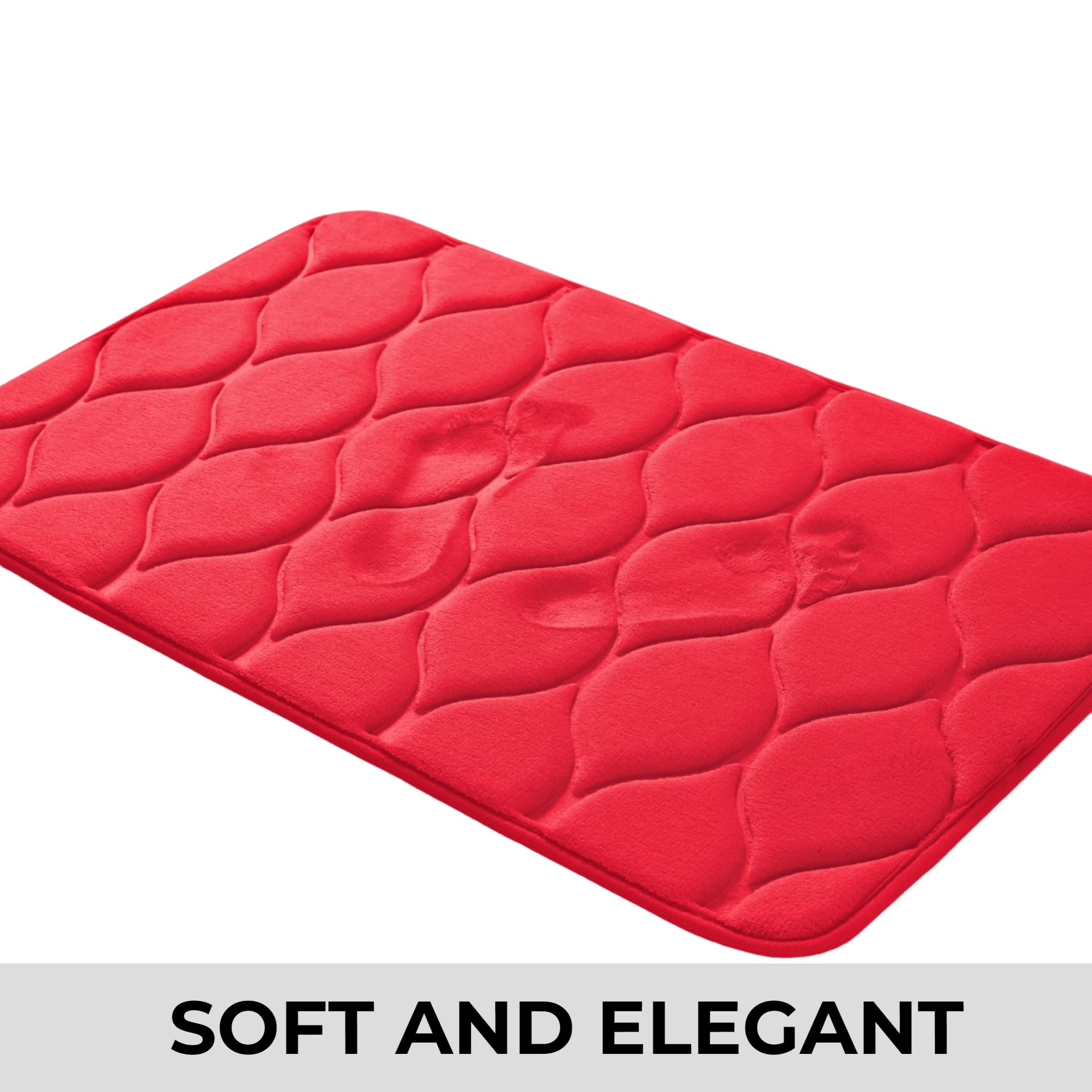 Yafa Home Fashion 2 Piece Oval Shaped Design Embossed Solid Color Memory Foam Soft Bathroom Rug Set Non-Slip PVC Backing