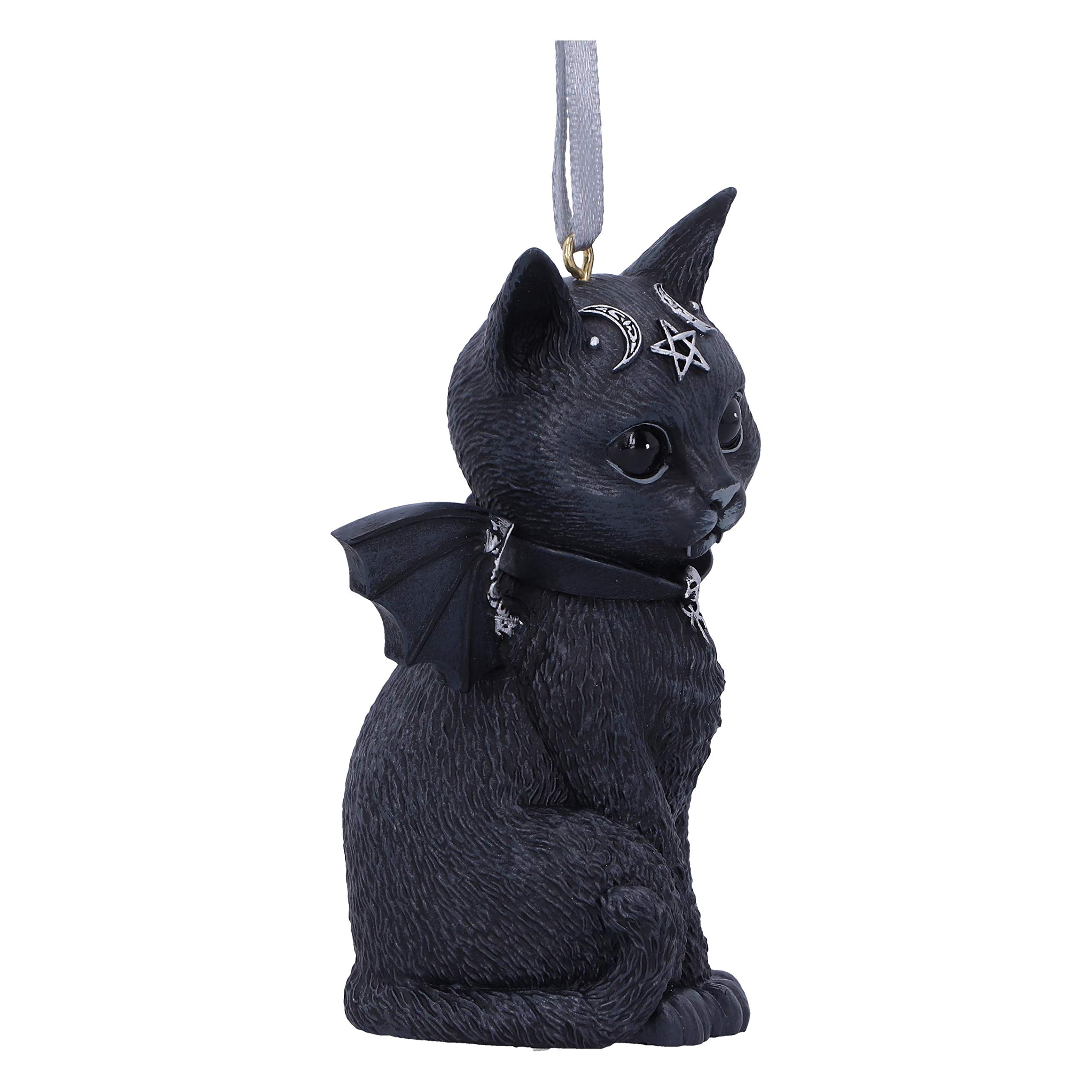 Nemesis Now Cult Cuties Malpuss Hanging Ornament 9.2cm, Resin, Black, Malpuss Winged Occult Cat Hanging Ornament, Bat Cat, Cast in The Finest Resin, Carefully Hand-Painted