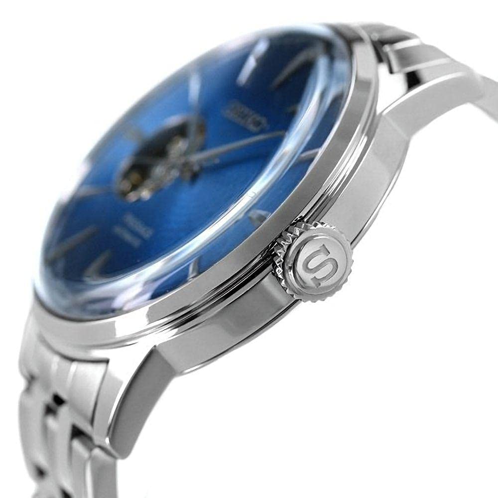 Seiko Presage Cocktail Time ‘Blue Acapulco’ Open Heart Steel Watch SSA439J1, White