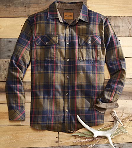 Venado Flannel Shirt for Men - Mens Flannel Plaid Shirt with Full Reach Gusset (X-Large, Plaid Wilderness)
