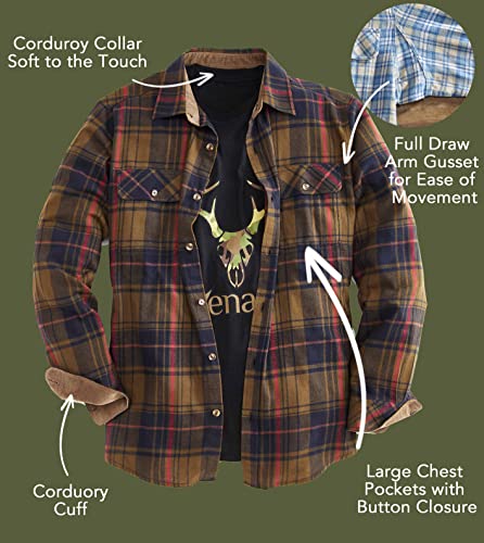 Venado Flannel Shirt for Men - Mens Flannel Plaid Shirt with Full Reach Gusset (X-Large, Plaid Wilderness)