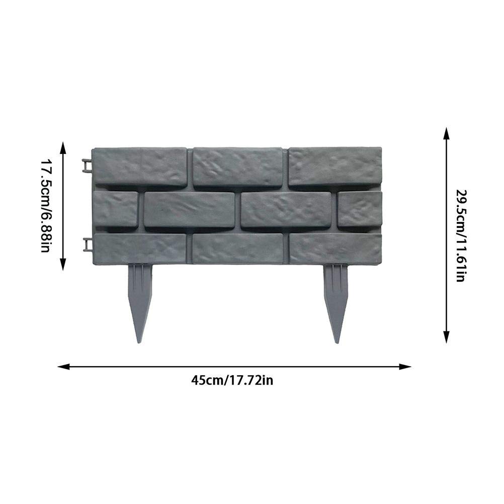 Hidyliu Set of 4 paving stones, garden palisade flower bed edging, paved stone effect, lawn edging granite, plant decoration, 45 cm x 29.5 cm (L x H), for lawn or patio (grey)