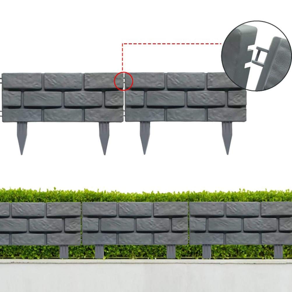 Hidyliu Set of 4 paving stones, garden palisade flower bed edging, paved stone effect, lawn edging granite, plant decoration, 45 cm x 29.5 cm (L x H), for lawn or patio (grey)