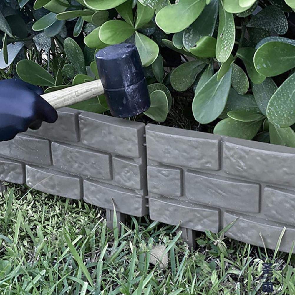 Hidyliu Set of 4 paving stones, garden palisade flower bed edging, paved stone effect, lawn edging granite, plant decoration, 45 cm x 29.5 cm (L x H), for lawn or patio (grey)