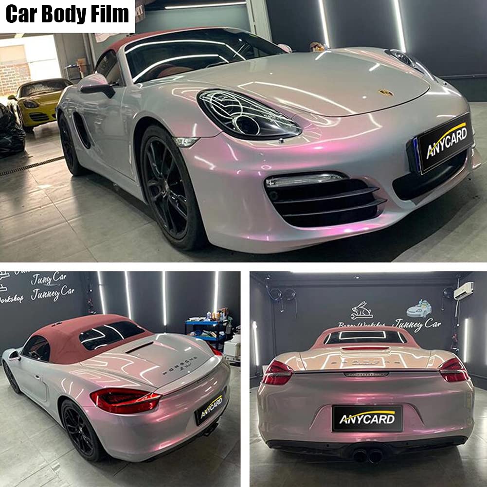XhuangTech Chameleon Vinyl Wrap Grey to Red Adhesive Car Body Film Sticker Decal Sheet Roll Air Bubble Release DIY (Grey to Red, 60" x 11.8" (1.52M x 0.3M)