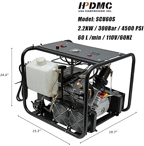 HPDMC High Pressure Air Compressor 110V - 2.2KW / 3HP - 2.1CFM @ 4500psi PCP Paintball Fill Station & Charging System, an Oil Water Separator for Free