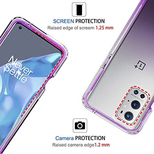 Bohefo Clear Case Compatible with OnePlus 9 Pro 5G Case for Girls Women, Cute Crystal TPU Bumper Shockproof Protective Phone Case Cover for OnePlus 9 Pro 5G (Purple)