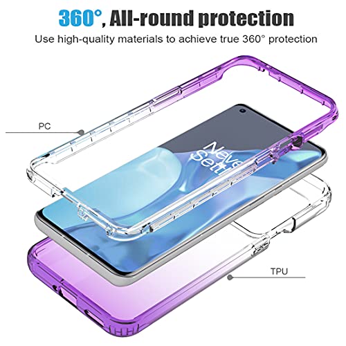 Bohefo Clear Case Compatible with OnePlus 9 Pro 5G Case for Girls Women, Cute Crystal TPU Bumper Shockproof Protective Phone Case Cover for OnePlus 9 Pro 5G (Purple)