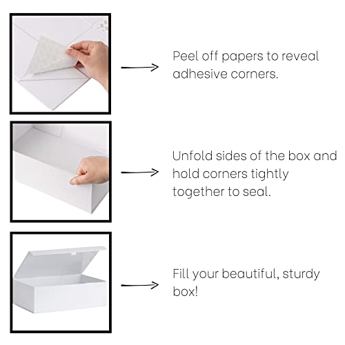 Purple Q Crafts White Hard Gift Box With Magnetic Closure Lid 14x9x4 Rectangle Favor Boxes With White Glossy Finish (1 Box)