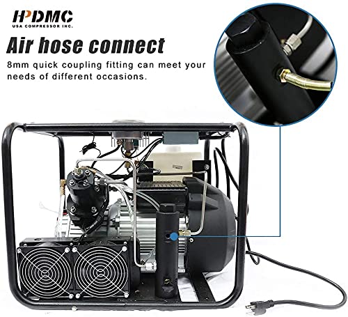 HPDMC High Pressure Air Compressor 110V - 2.2KW / 3HP - 2.1CFM @ 4500psi PCP Paintball Fill Station & Charging System, an Oil Water Separator for Free