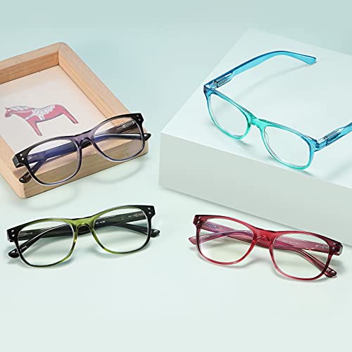 IVNUOYI Reading glasses Blue Light Blocking 4-pack for Men Women,Spring Hinge Readers,Colourful Computer Eyeglasses to Relieve Eye Fatigue 1.25