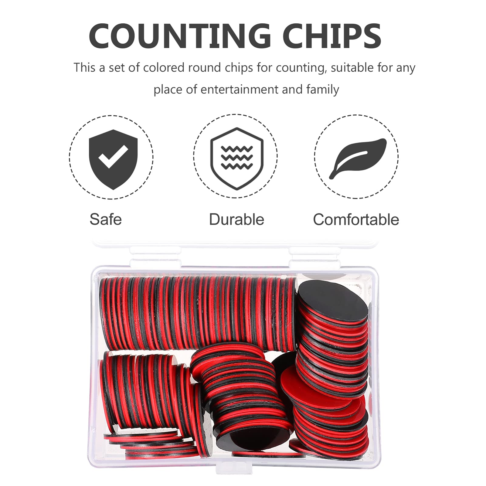 Kisangel 100Pcs Plastic Learning Counters Disks Bingo Chip Counting Discs Markers Math Counters Chips with Storage Box for Math Practice Poker Chips Game Tokens Red Black