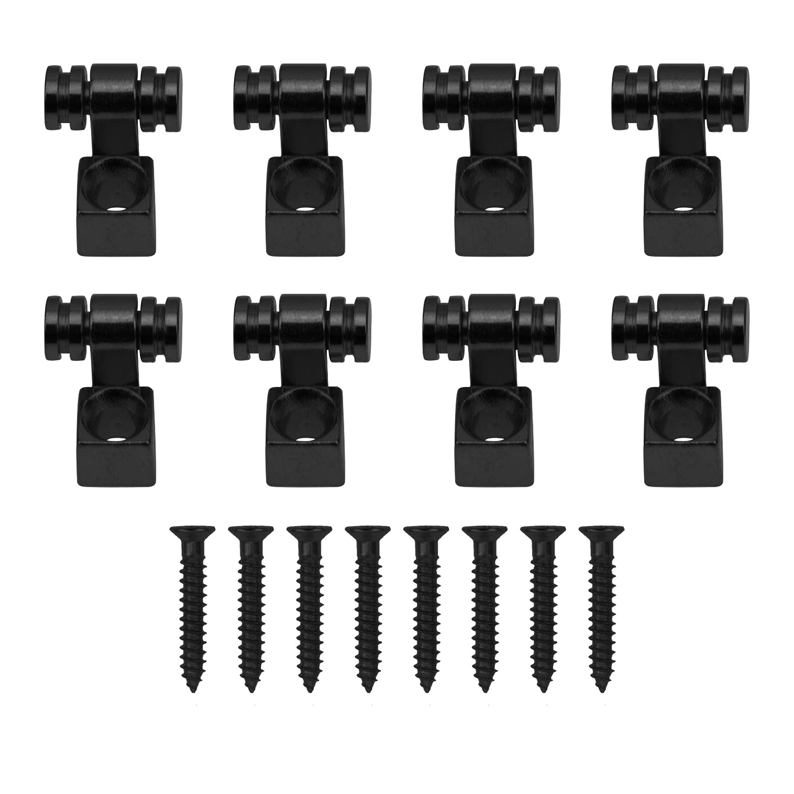 8Pcs Yootones Roller Guitar String Tree Guides Retainer with Screws Compatible with Fenders Strat Tele ST TL Electric Guitar Bass Telecaster Parts (Black)