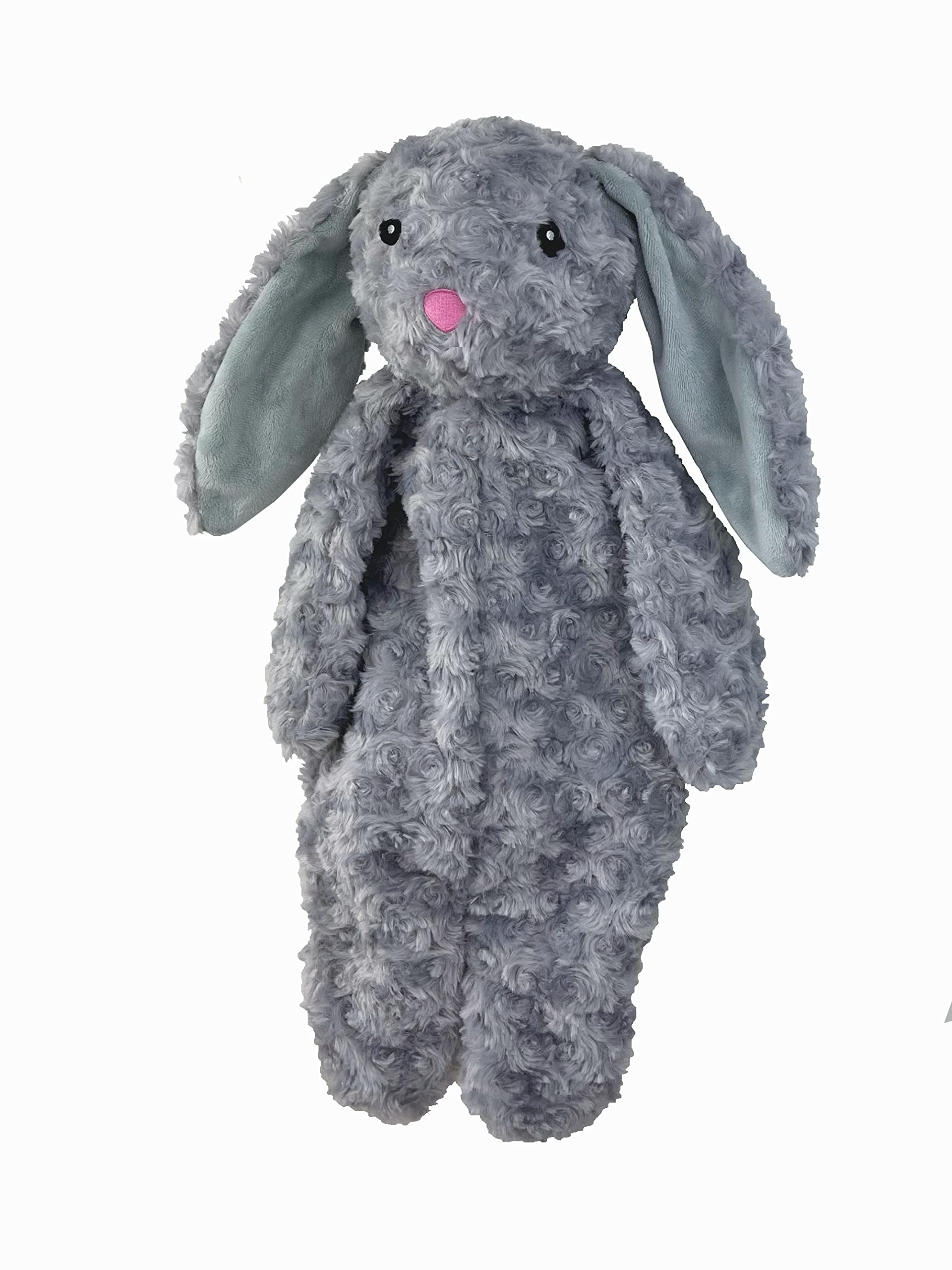 Petlou Stuffingless Floppy Plush Dog Toys with Durable Squeak and Crinkle Paper Dog Chew Toys for Large Dogs and Medium Dogs (Gray, 19 Inch Floopy Rabbit 2)