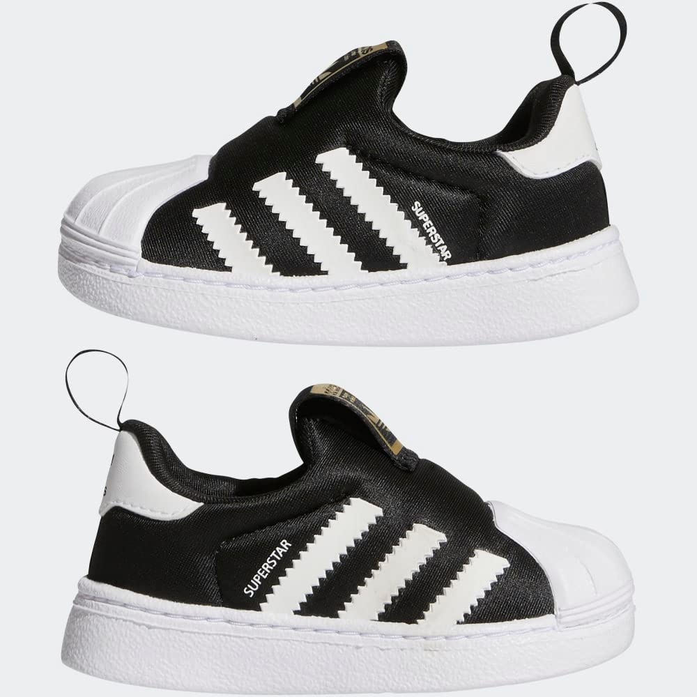 adidas Originals Superstar 360 Sneaker, Core Black/White/Gold Metallic, 1 US Unisex Little Kid