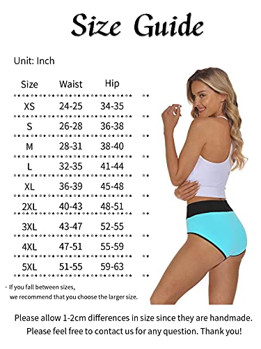 VIVISOO Women's Cotton Underwear High Waisted Hipster Cheeky Briefs Cute Ladies Panties 5-Pack X-Large