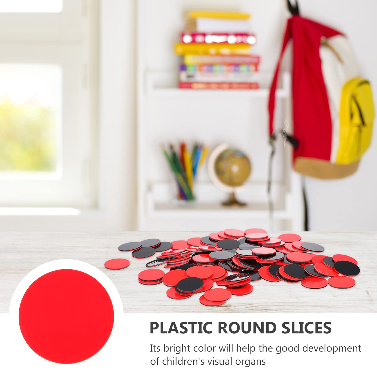 Kisangel 100Pcs Plastic Learning Counters Disks Bingo Chip Counting Discs Markers Math Counters Chips with Storage Box for Math Practice Poker Chips Game Tokens Red Black