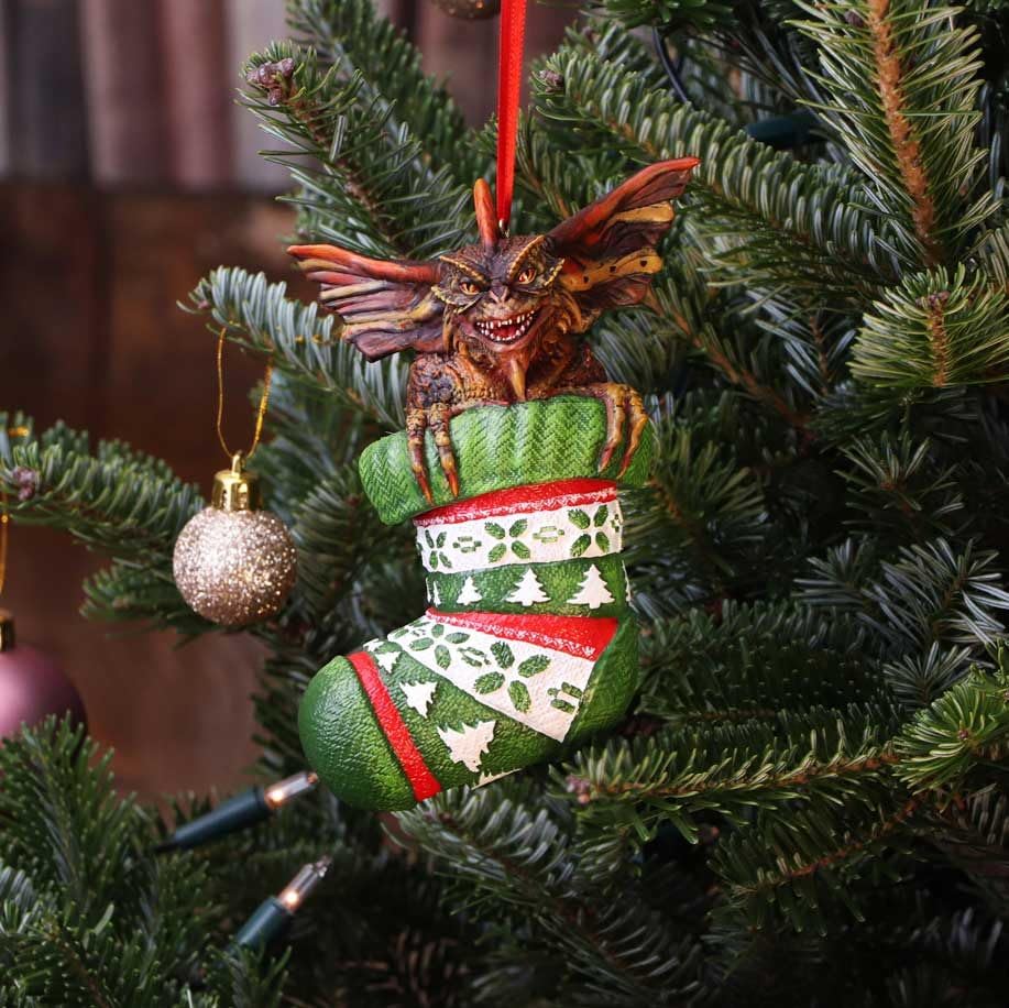 Nemesis Now Gremlins Mohawk in Stocking Hanging Festive Decorative Ornament 12cm, Resin, Green, Officially Licensed Harry Potter Merchandise, Cast in The Finest Resin, Expertly Hand-Painted