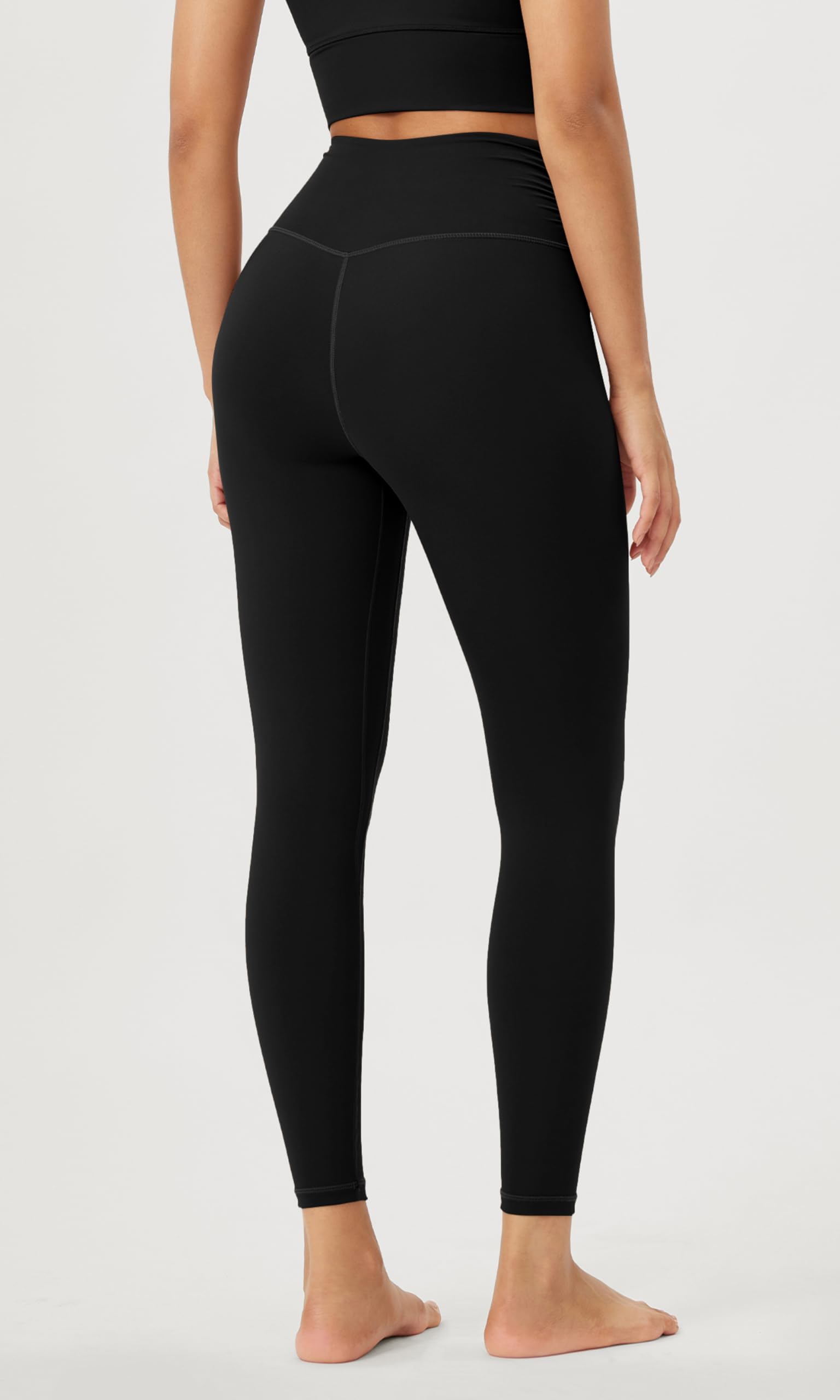 ODODOS Women's Cross Waist 7/8 Yoga Leggings with Inner Pocket, Inseam 25" Gathered Crossover Workout Yoga Pants, Black, Large