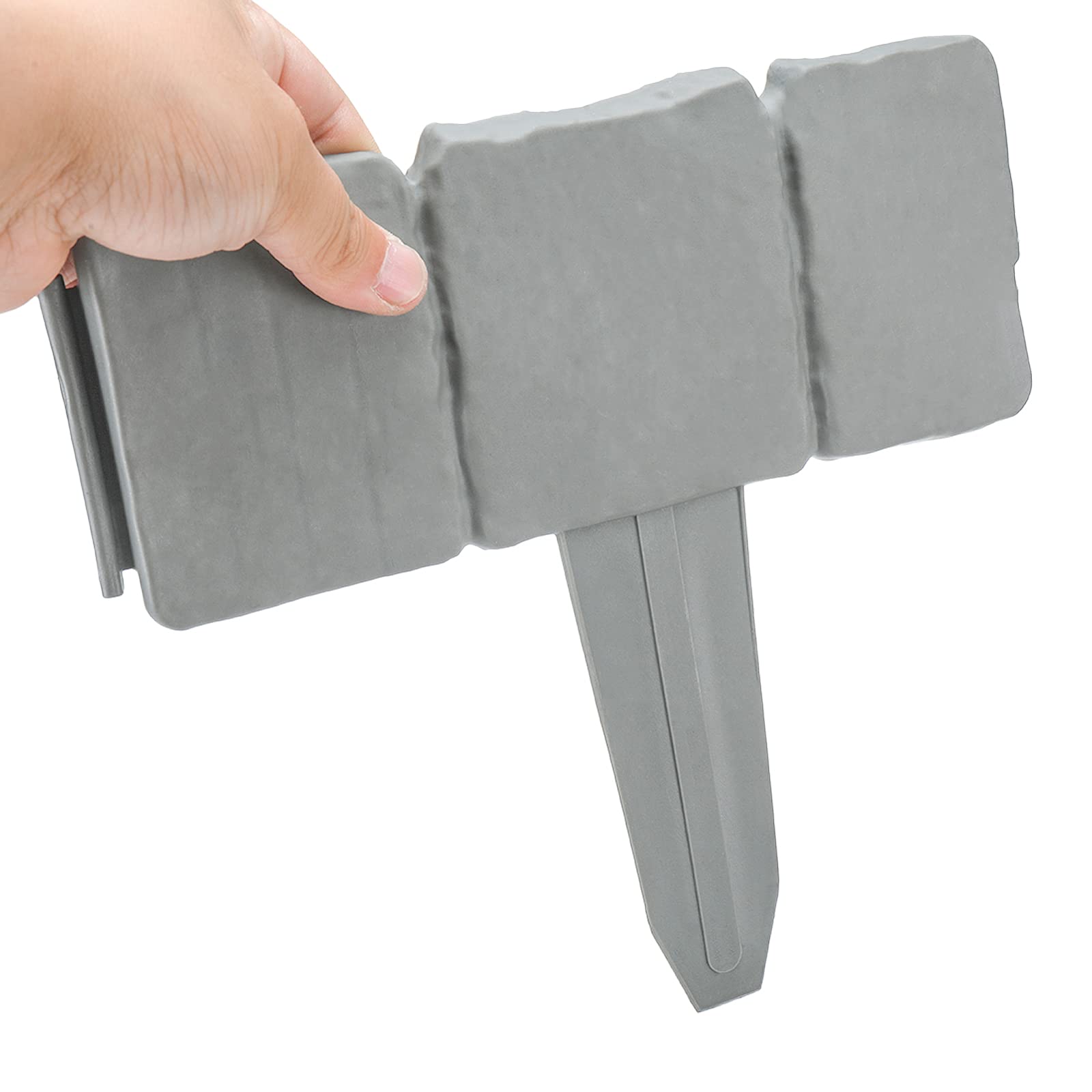 Yaegoo Garden Border Edging, 20 Pcs Stones Effect Fence Decorative Flower Bed Edging for Garden, Lawn and Landscape Edging, Interlocking Outdoor Lawn Stakes (Gray)