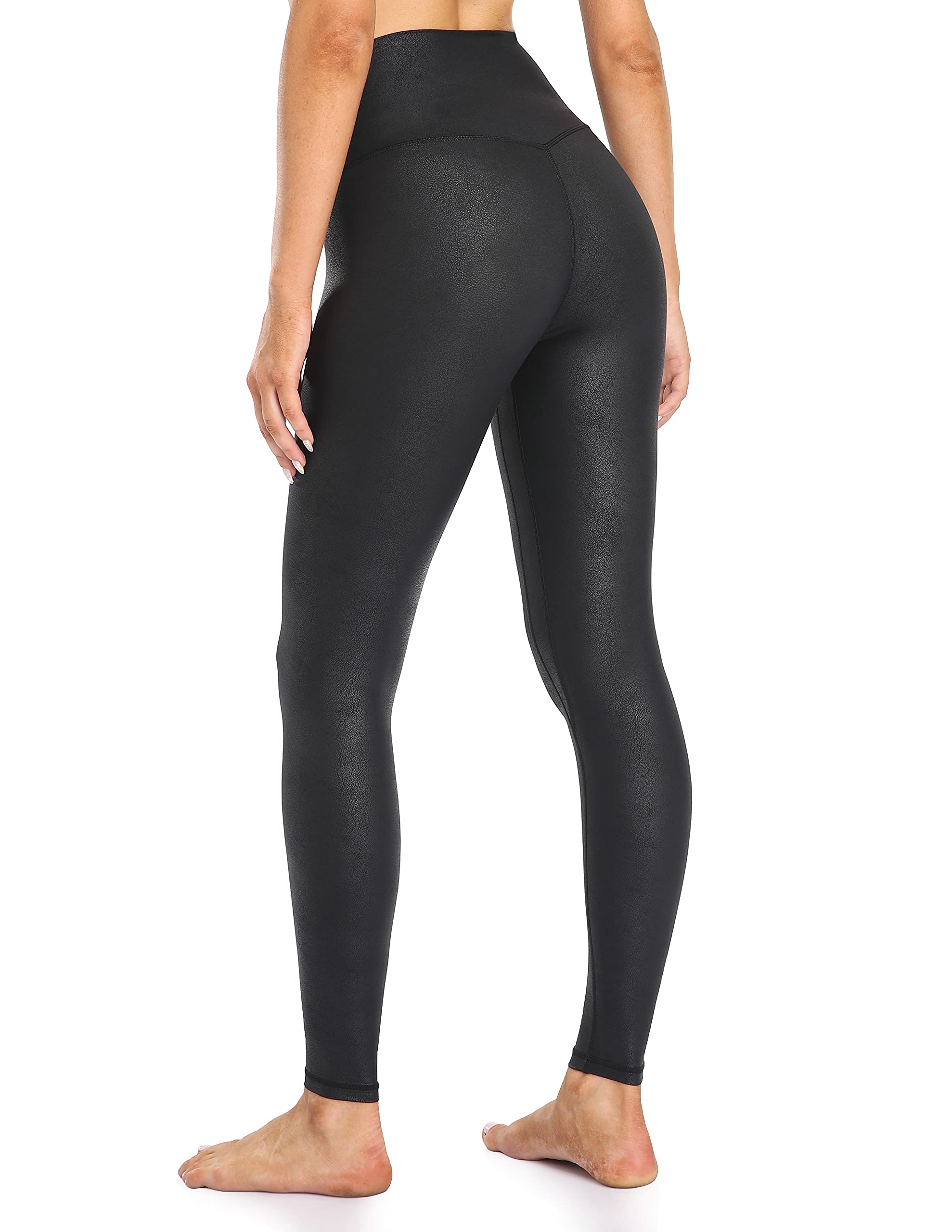 Colorfulkoala Women's High Waisted Matte Faux Leather Leggings Full Length Yoga Pants(M, Black)