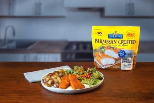 Gorton’s Parmesan Crusted Fish 100% Whole Fillets, Wild Caught Alaskan Pollock, Frozen, 10 Count, 18.2 Ounce Resealable Bag