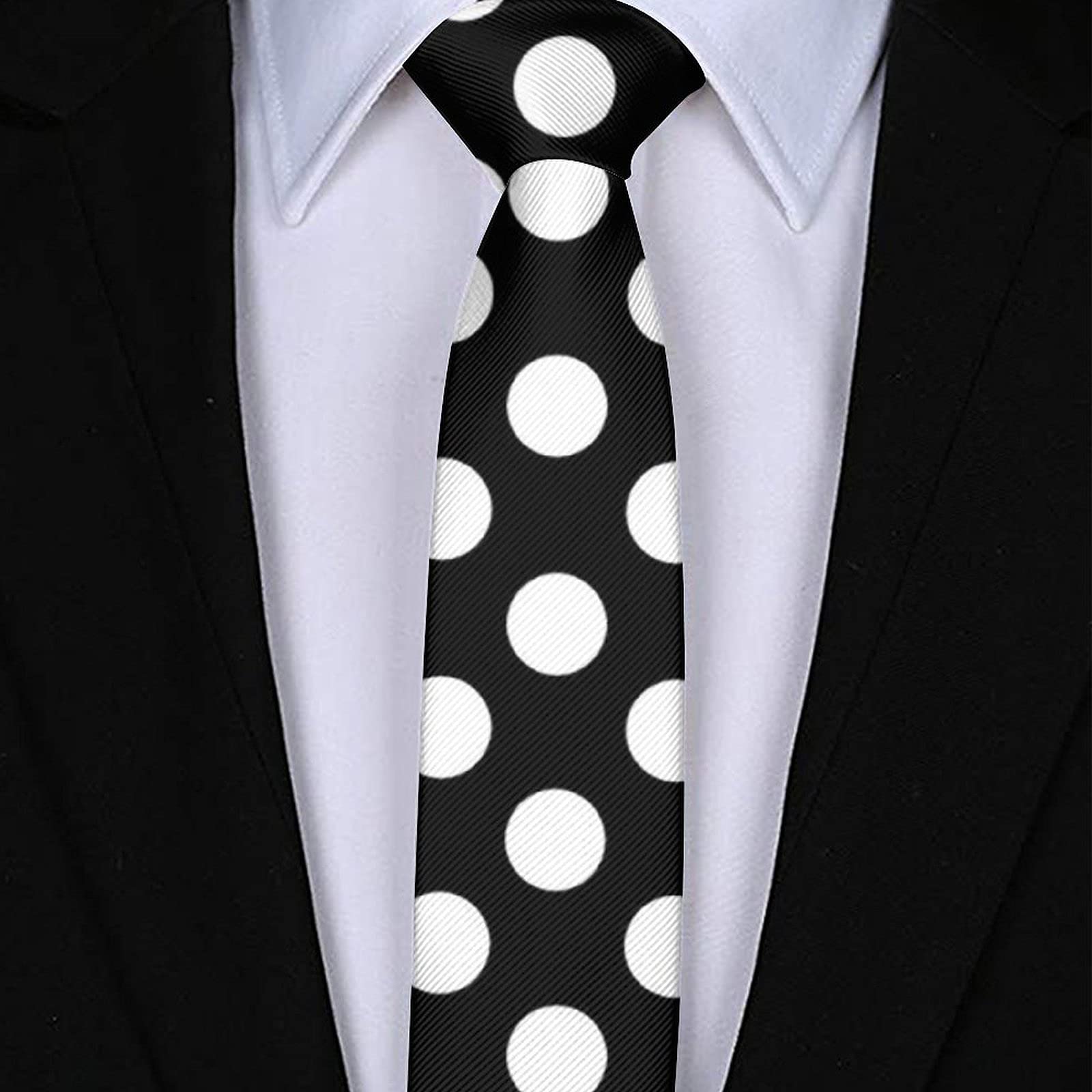 YEAHSPACE Polka Dot Tie Black And White Necktie Men's Ties for Wedding Prom Uniform-polka dot black and white (13), One Size