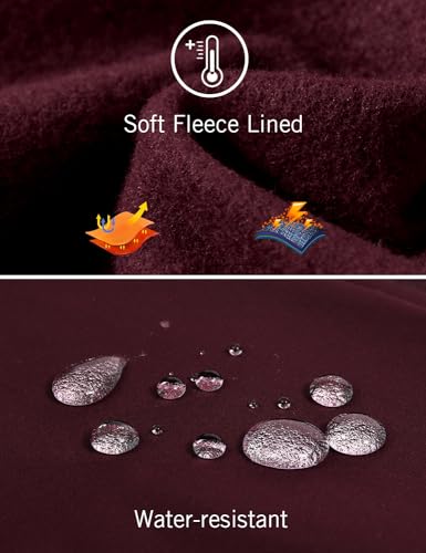 baleaf Women's Fleece Running Jacket Water Resistant Full Zip Winter Cold Weather Gear Thermal Cycling Workout Jackets Wine Red XL