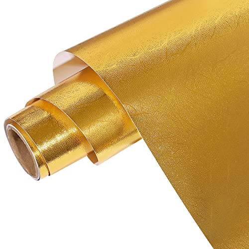 Gatichetta Foil Self Adhesive Vinyl 12" x 6FT Textured Metallic Craft Permanent Vinyl Roll for Cutting Machine, Mugs, Decals, Stickers, Foil Gold