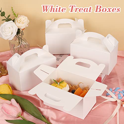 Moretoes 70 Pack White Treat Boxes Gable Boxes Party Favor Boxes Paper Gift Boxes for Birthday Party Shower 6 x 3.5 x 3.5 Inches