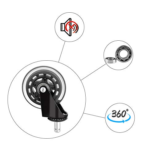 Office Chair Wheels Replacement, Office Chair 3" Caster Wheels,Set of 5 -Heavy Duty Polyurethane Chair Casters -Wood & Hardwood Floors