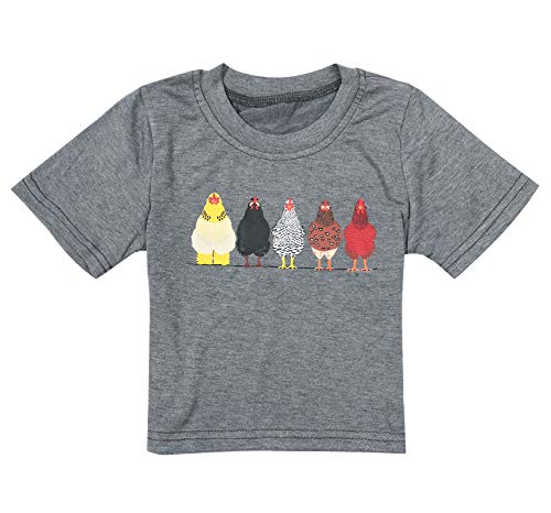 VILOVE Chicken Farmer Toddler T-Shirt Cute Chicken Farm Cotton Boy Girl Clothes (Gray, 1-2T/Tag90)