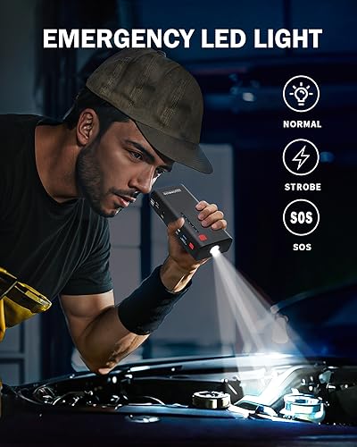 GOOLOO Jump Starter GE1200 2000A Peak Portable Jump Starter Battery Pack for Up to 8.0L Gas or 6.0L Diesel Engine with USB Quick Charge and LED Light, SuperSafe 12V Lithium Car Starter