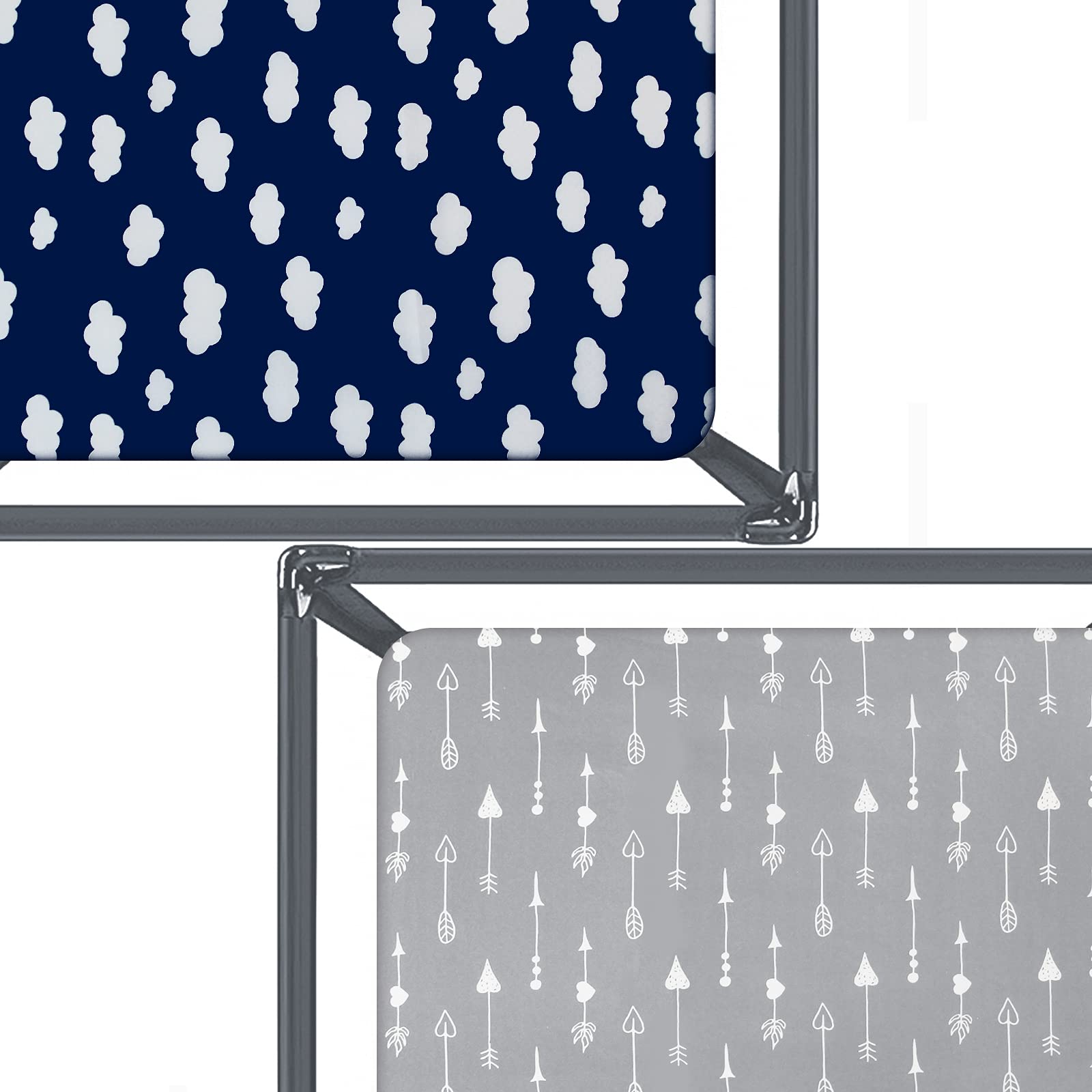 Pack and Play Sheets Fitted, 2 Pack Playard Sheet Fits for Graco Pack n Play Mattress, Mini Crib Sheets for Baby Boys & Girl