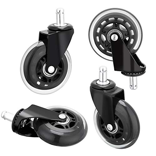 Office Chair Wheels Replacement, Office Chair 3" Caster Wheels,Set of 5 -Heavy Duty Polyurethane Chair Casters -Wood & Hardwood Floors