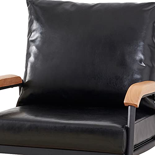 TUKAILAi PU Leather Single Sofa Couch, Modern Accent Chair with Solid Wood Armrest and Sturdy Metal Frame, Upholstered Lounge Chair Armchair for Living Room Bedroom Guest Reception (Black)