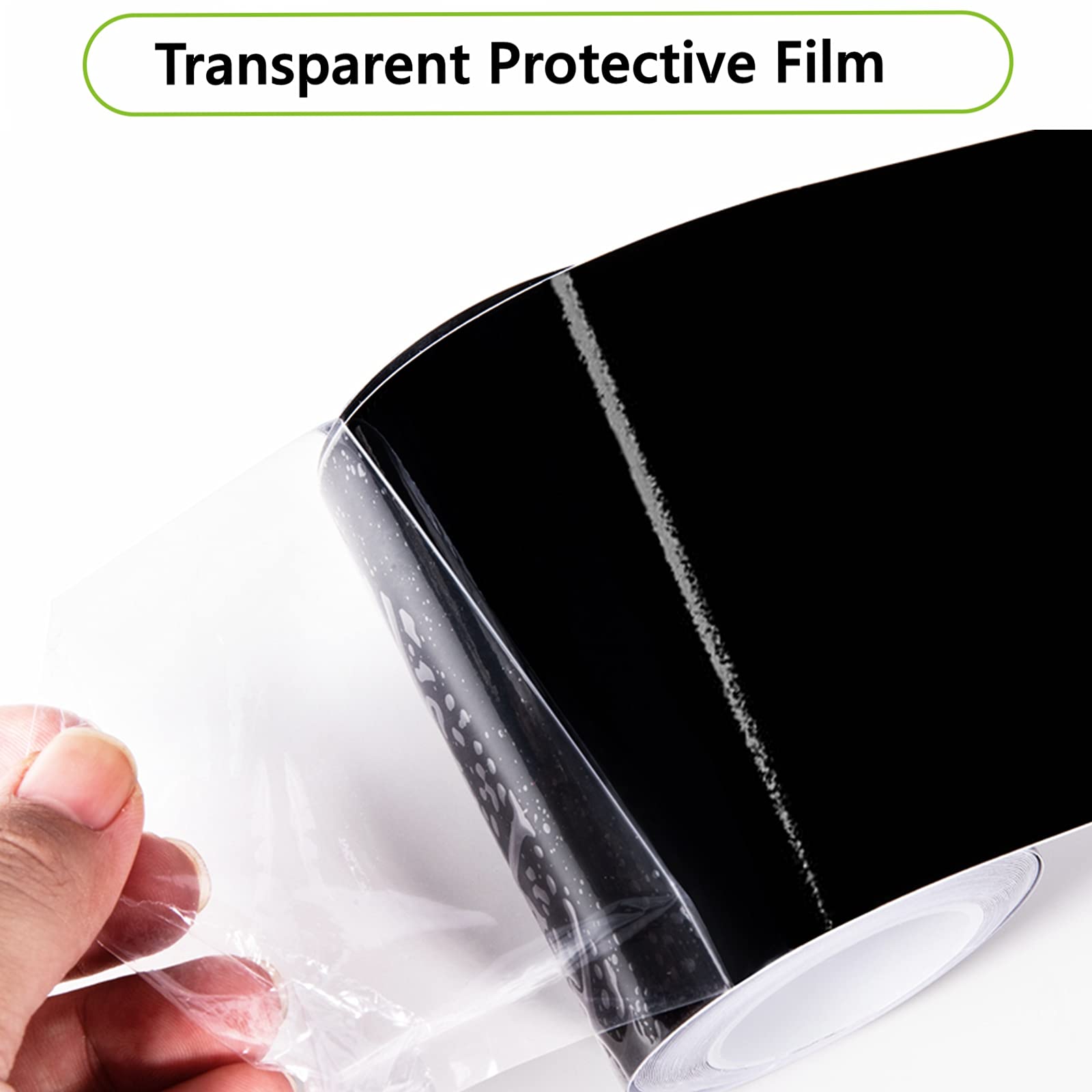 Spurtar Gloss Black Vinyl Wrap 4 Inch x 20ft Air-Release Adhesive Car Vinyl Tape Chrome Delete Wrap Roll DIY Car Exterior Decoration Door Edge Guard Vehicle Detailing Paper 10CM x 6M