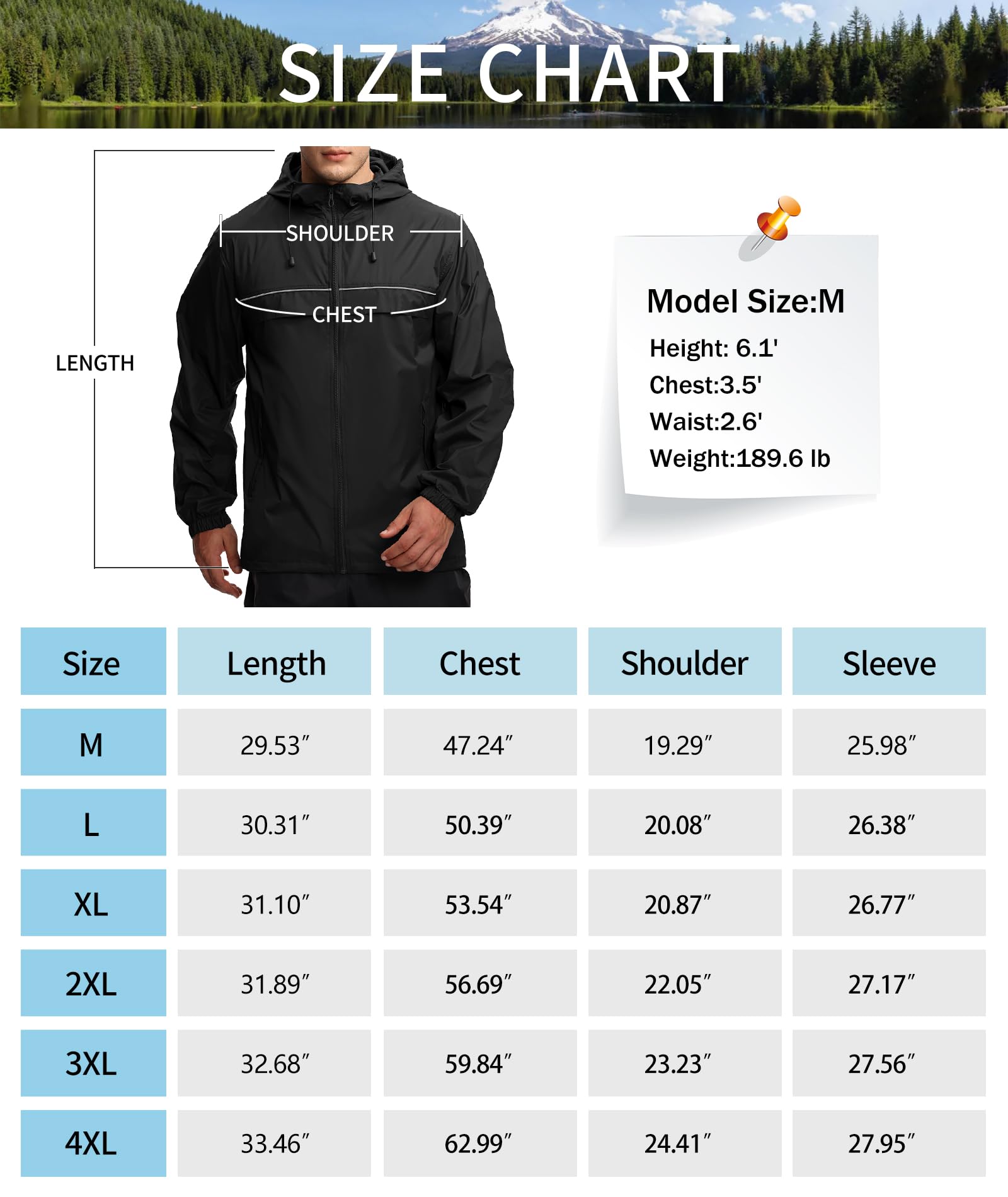 SWISSWELL Mens Waterproof Windbreaker Rain Jacket Lightweight Packable Raincoat with Hood for Golf Hiking Travel Black Large