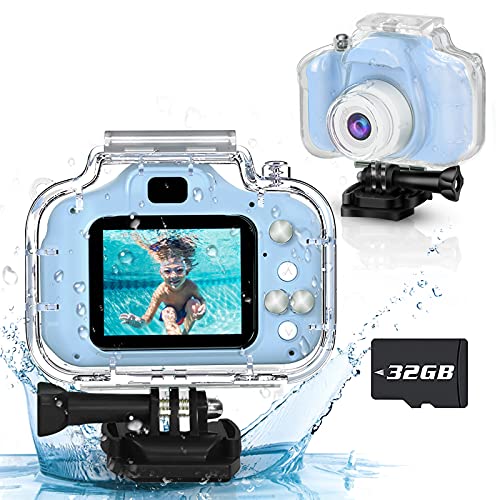 Dylanto Upgrade Kids Waterproof Camera Christmas Birthday Gifts for Girls Age 3-12 Children Digital Camera Underwater, HD Video Toddler Camera Toy for 5 6 7 8 9 10 Year Old Boys (Blue)