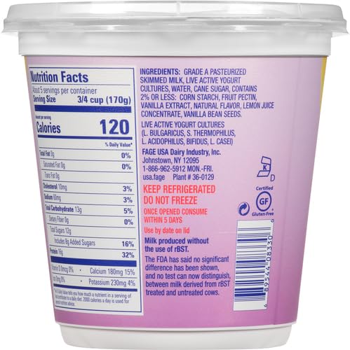 Fage Total 0% Vanilla 32oz (907g), 32 Oz