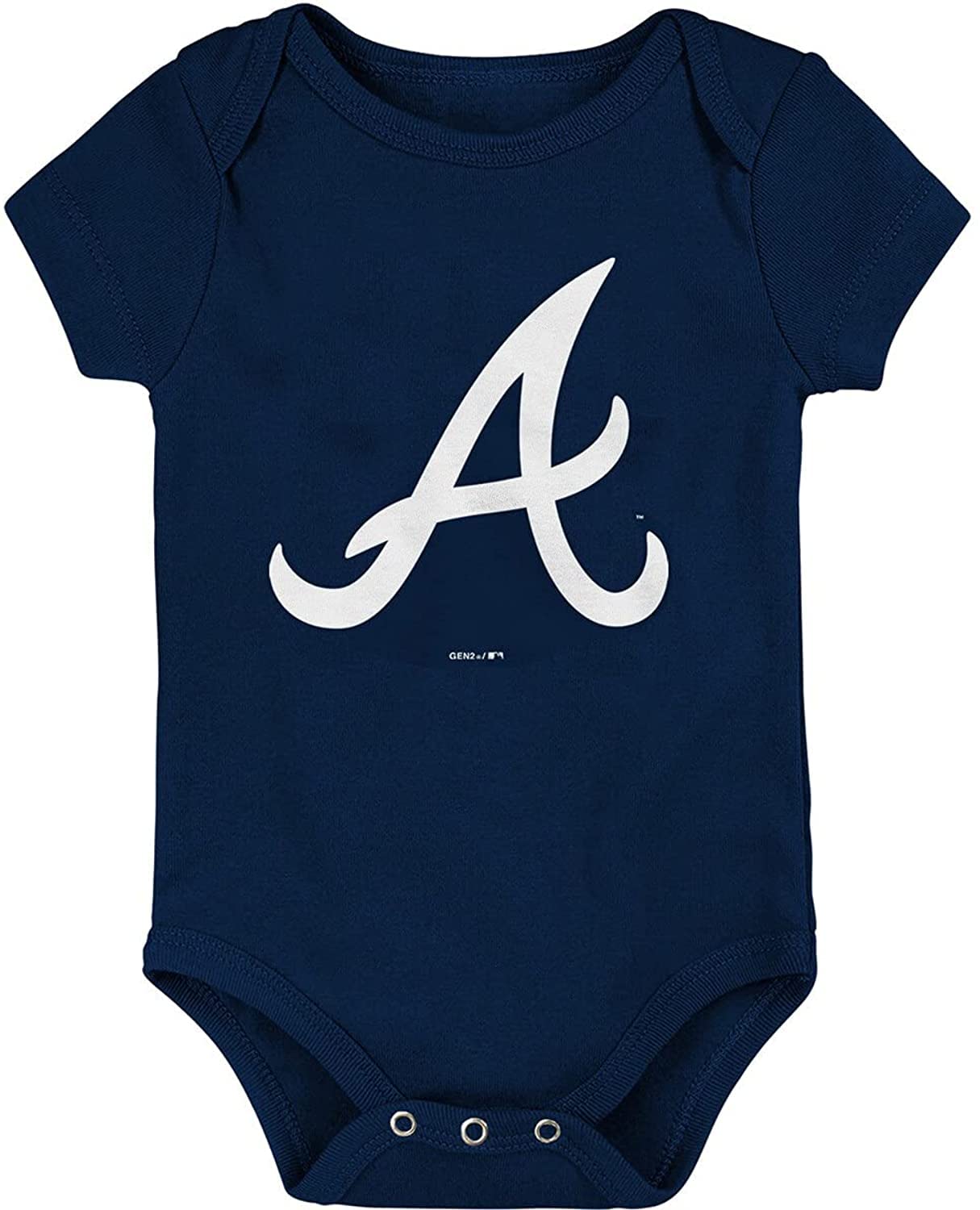 Genuine Stuff MLB Newborn & Infants 0-24 Months Primary Logo Creeper Bodysuit Romper (Atlanta Braves, 3/6 Months)