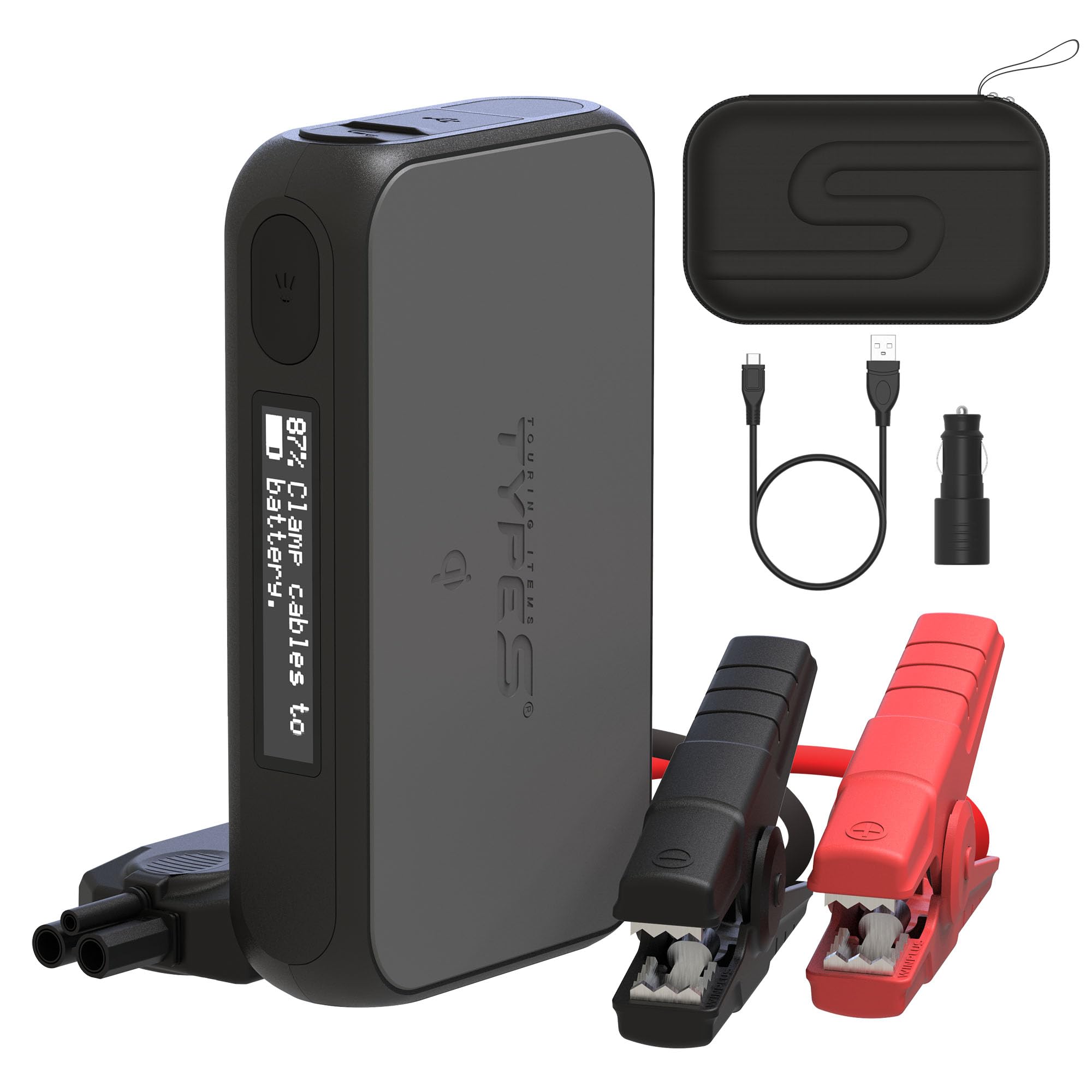 TYPE S 1000A Car Jump Starter – UL Certified 12V Battery Booster for 6L Gas & 3L Diesel Portable Power Bank Qi Charging USB-C LED Flashlight, Compact, Easy to Use, Must-Have for New Drivers & Families