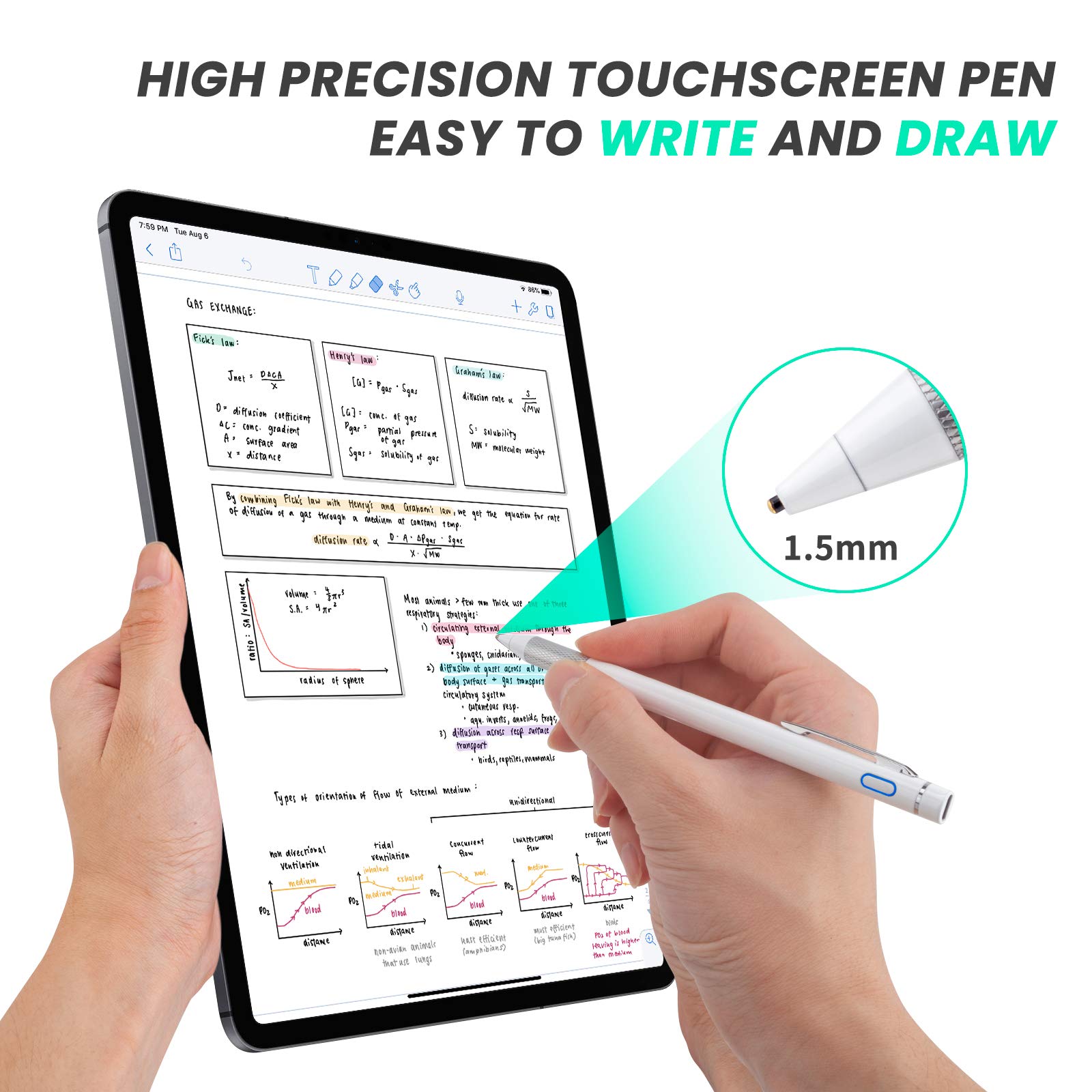 Stylus Pen for Asus Chromebook Flip C434 Pencil,Rsepvwy Active Stylus Digital Pencil with 1.5mm Ultra Fine Tip Stylus Pen for Asus Chromebook Flip C434,White