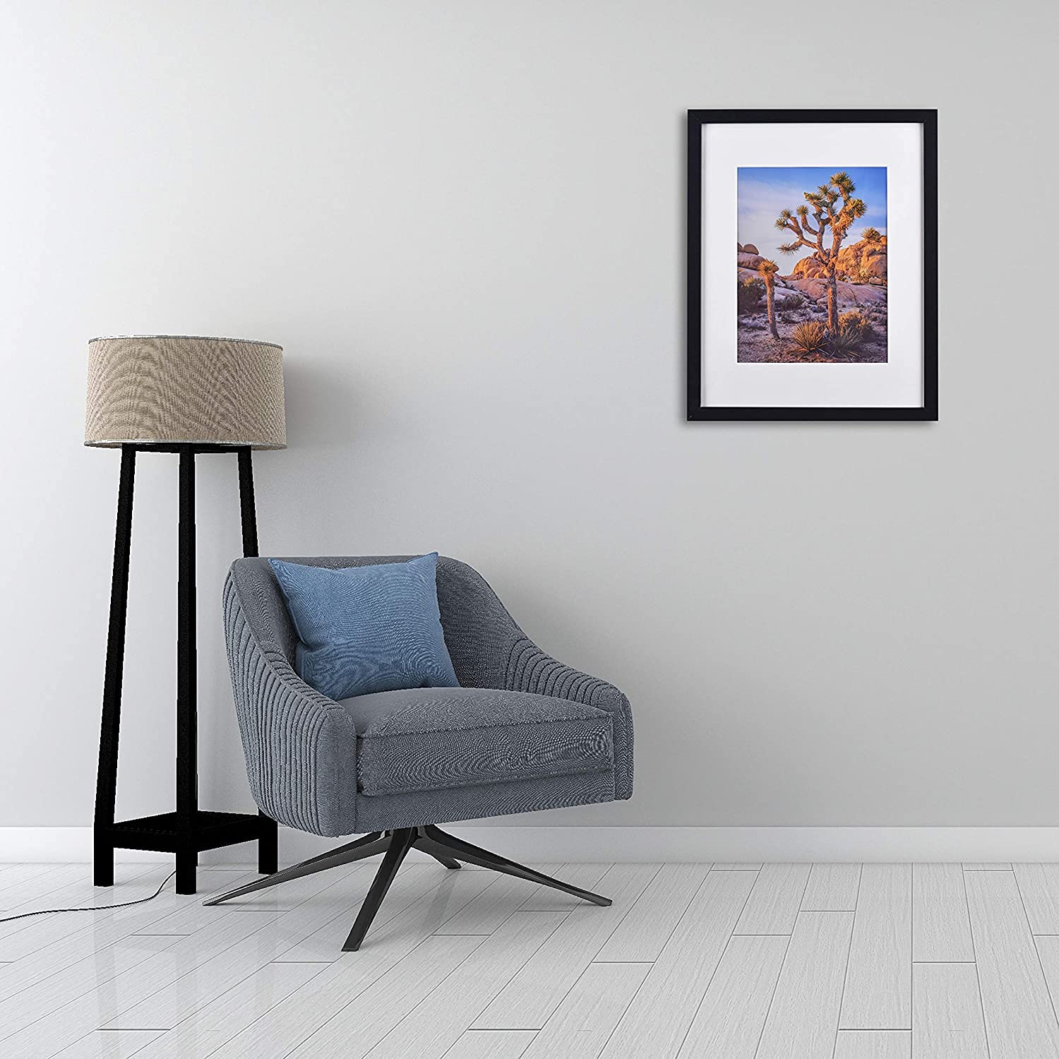 skyDrama Black 16x20 Picture Frames matted to 11x14 Photos, Polystyrene Glass for Wall Hanging-2 Sets.