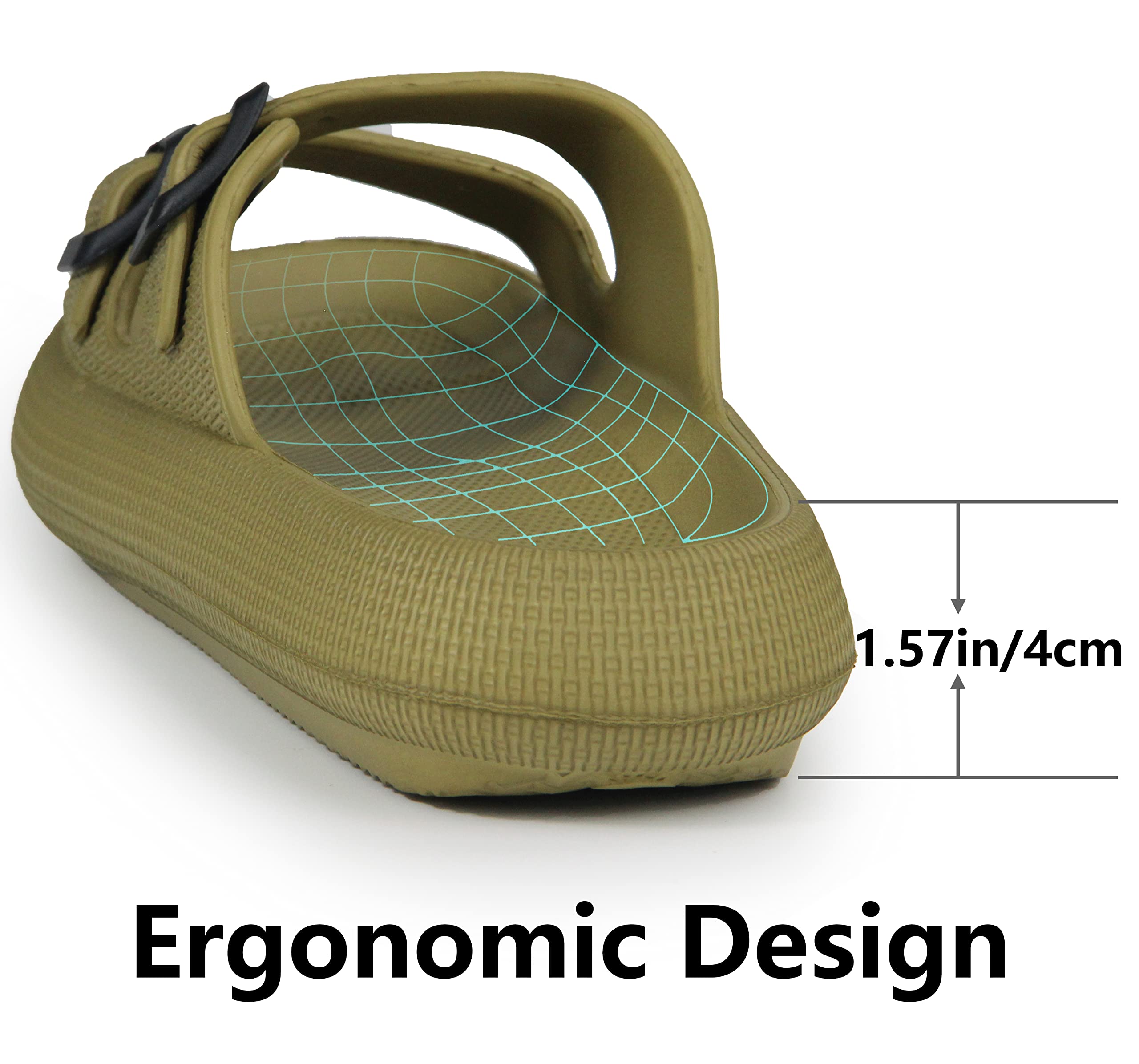 Weweya Men Women Bathroom Shower Slipper Indoor Home Beach Quick Drying Pillow Slipper Green Men Size 10 10.5 Women Size 11 11.5