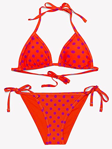 Smart & Sexy womens String Bikini Set, Bright Polka Dot Print, Medium US