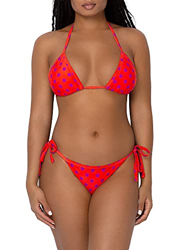 Smart & Sexy womens String Bikini Set, Bright Polka Dot Print, Medium US