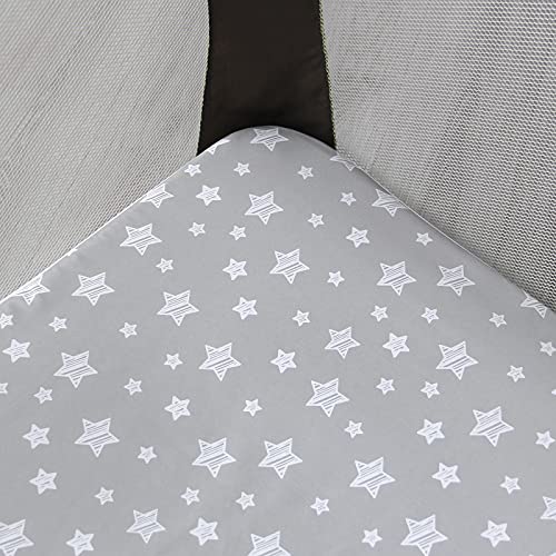 Pack and Play Sheets Fitted Compatible with Graco Pack N Play, Mini Crib Sheets 39"x 27"x 5'' fits Playard Playpen, Lovely Star Print Pack and Play Fitted Sheets for Boys and Girls Mini Crib Bedding